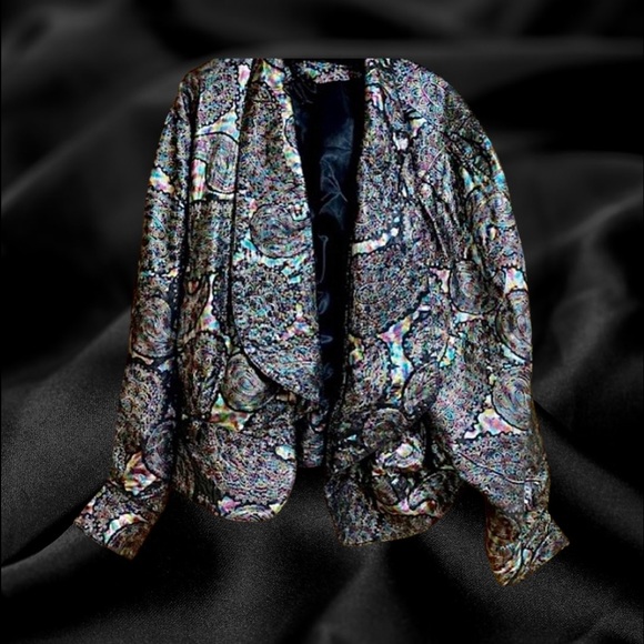 Unbranded | Jackets & Coats | Vintage Rainbow Foil Embossed Black ...